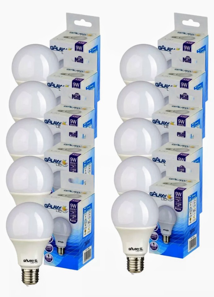 Lâmpada Led Bulbo 9w 6500k Bivolt C/ 10 Unidades Galaxy - Deconto ...
